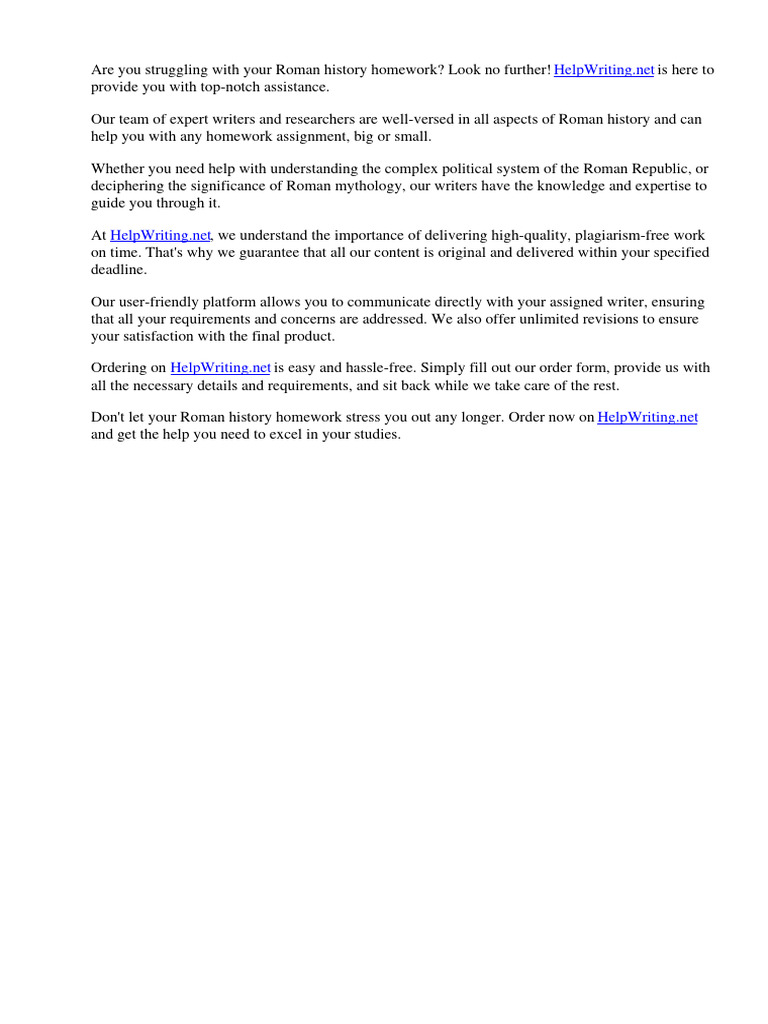 Roman Homework Help - Order Now On | PDF | Ancient Rome | Roman Empire
