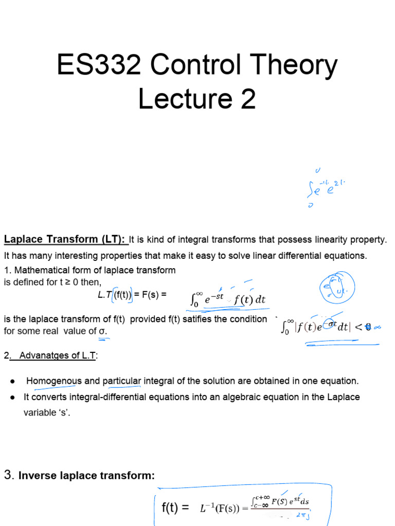 Lecture 2 | PDF | Laplace Transform | Mathematical Concepts
