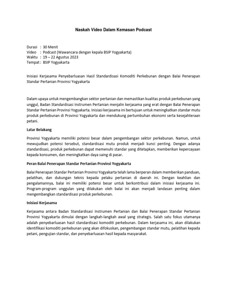 Naskah Video Dalam Kemasan Podcast | PDF