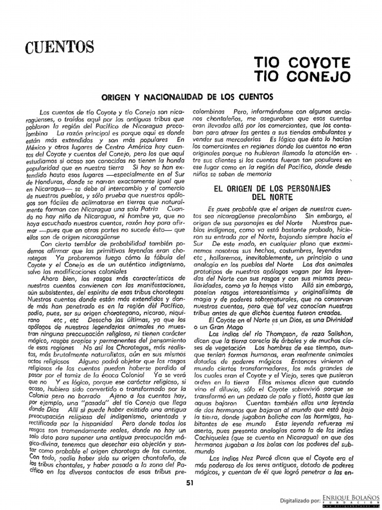 Cuentos: Tio Coyote Tio Conejo | PDF | Nicaragua