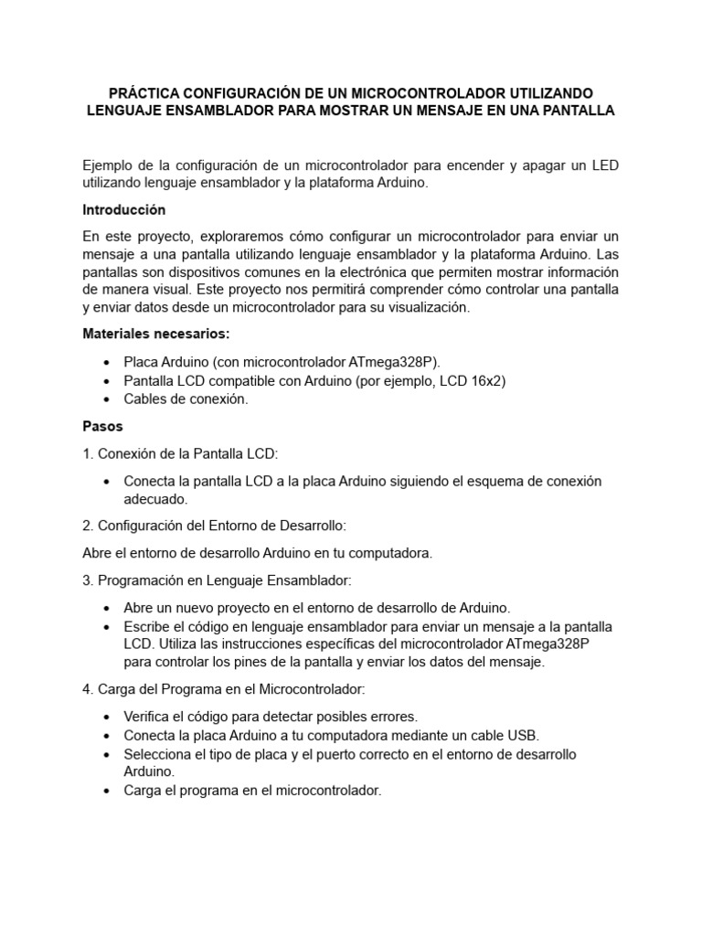 Practica 2 Ensamblador - Tecnologias Emergentes | PDF | Arduino ...