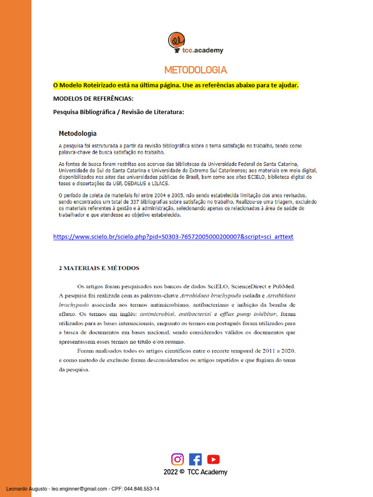 Modelo de Metodologia | Download grátis PDF | Metodologia | Science