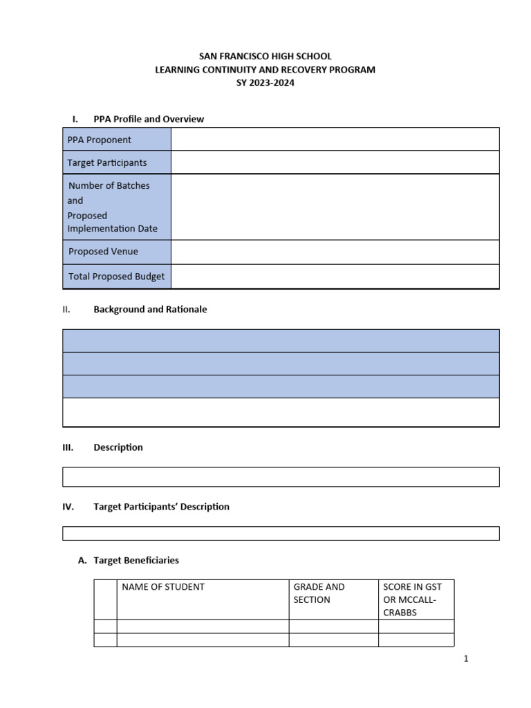 PPA LRCP ENGLISH READING 2023 Template | PDF | Learning