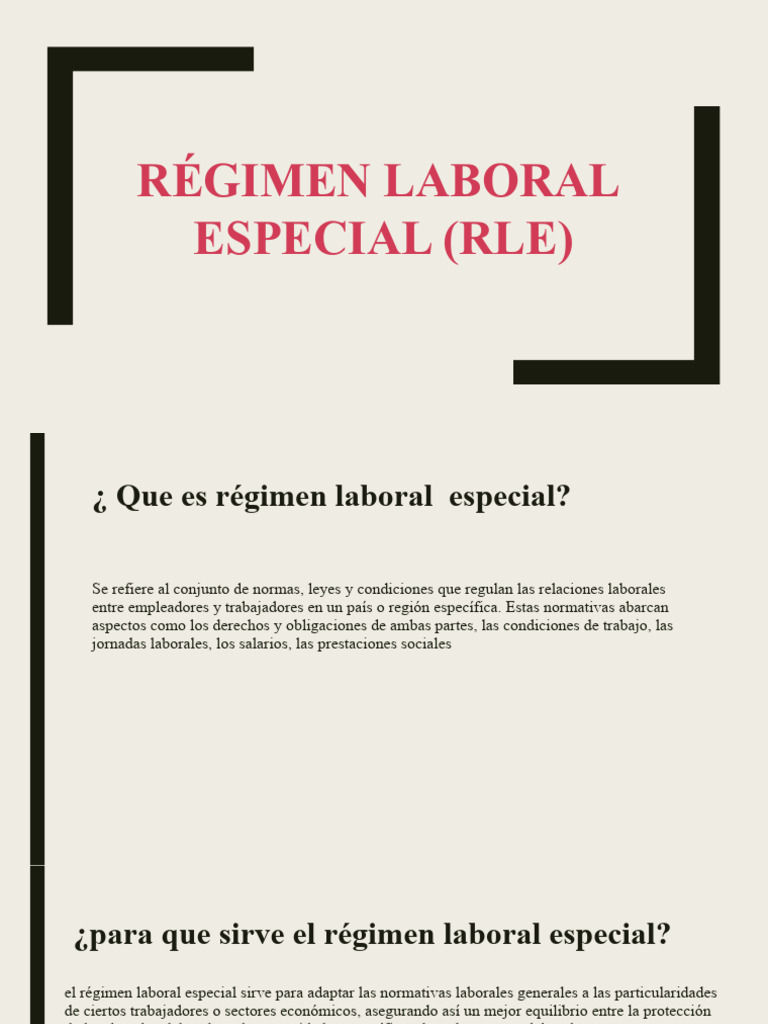 Régimen Laboral Especial | PDF | Derecho laboral | Relaciones laborales