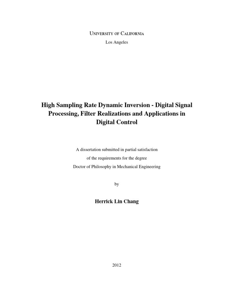 High Sampling Rate Dynamic Inversion - Digital Signal Processing, Filter Realizations and ...