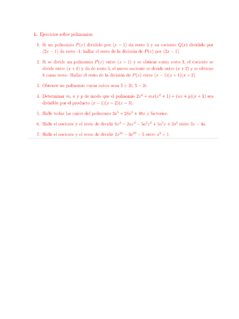 Clase19 Polinomios Ejercicios | PDF