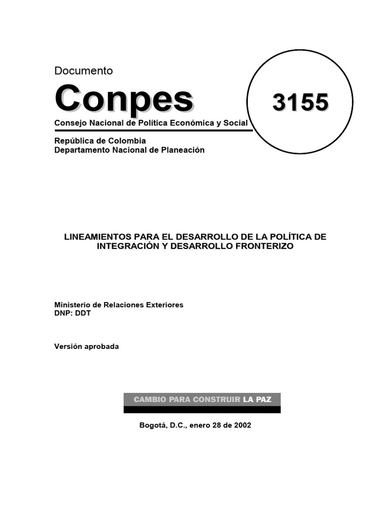 Conpes 3155 Desarrollo Fronterizo | PDF