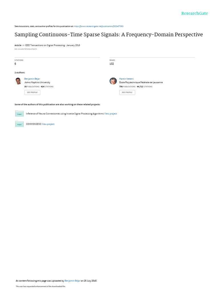 Sampling Continuous-Time Sparse Signals A Frequenc | PDF | Sampling (Signal Processing ...