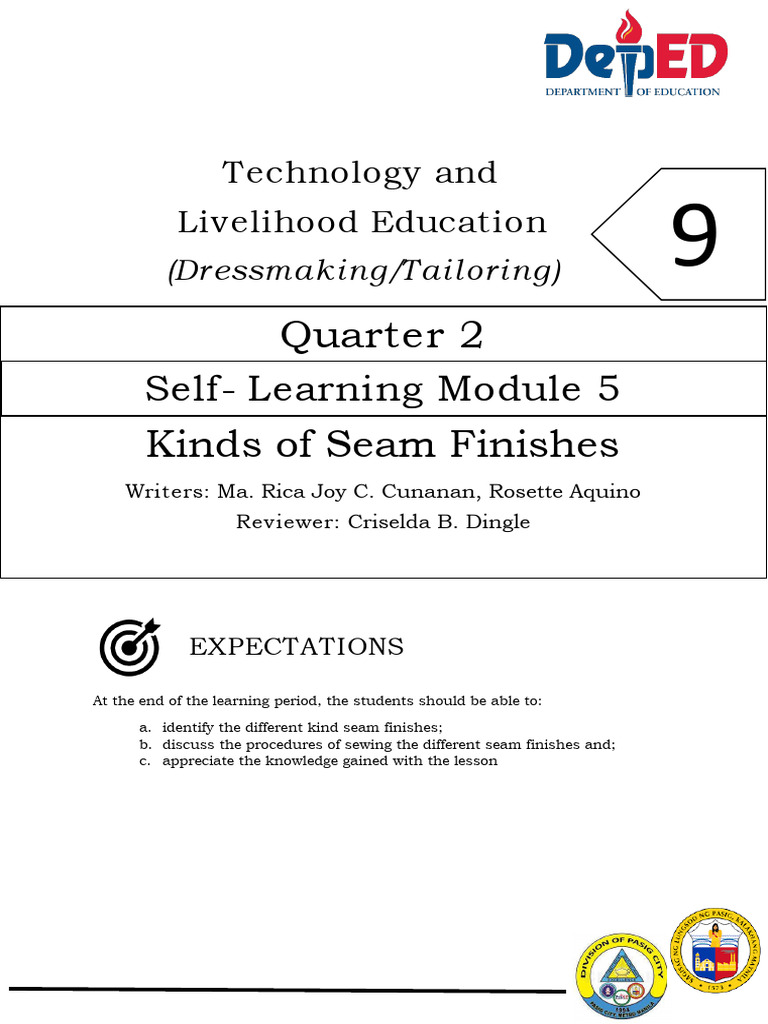 Tle Dressmaking9 q2 m5 | PDF | Seam (Sewing) | Sewing