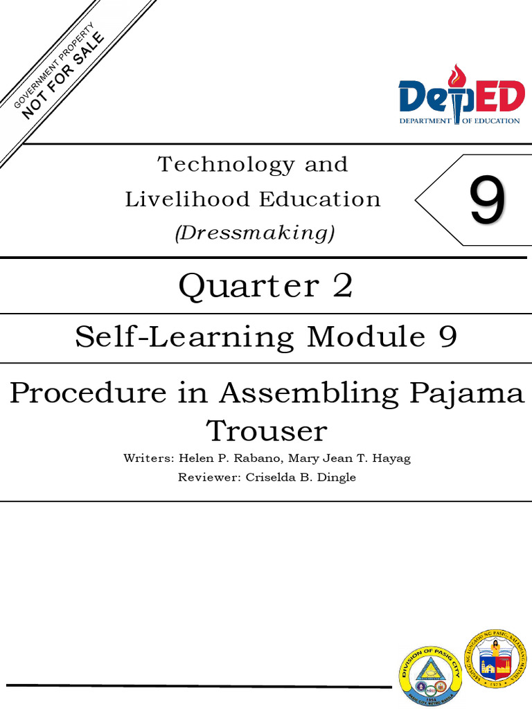 Tle Dressmaking9 q2 m9 | PDF | Seam (Sewing) | Trousers