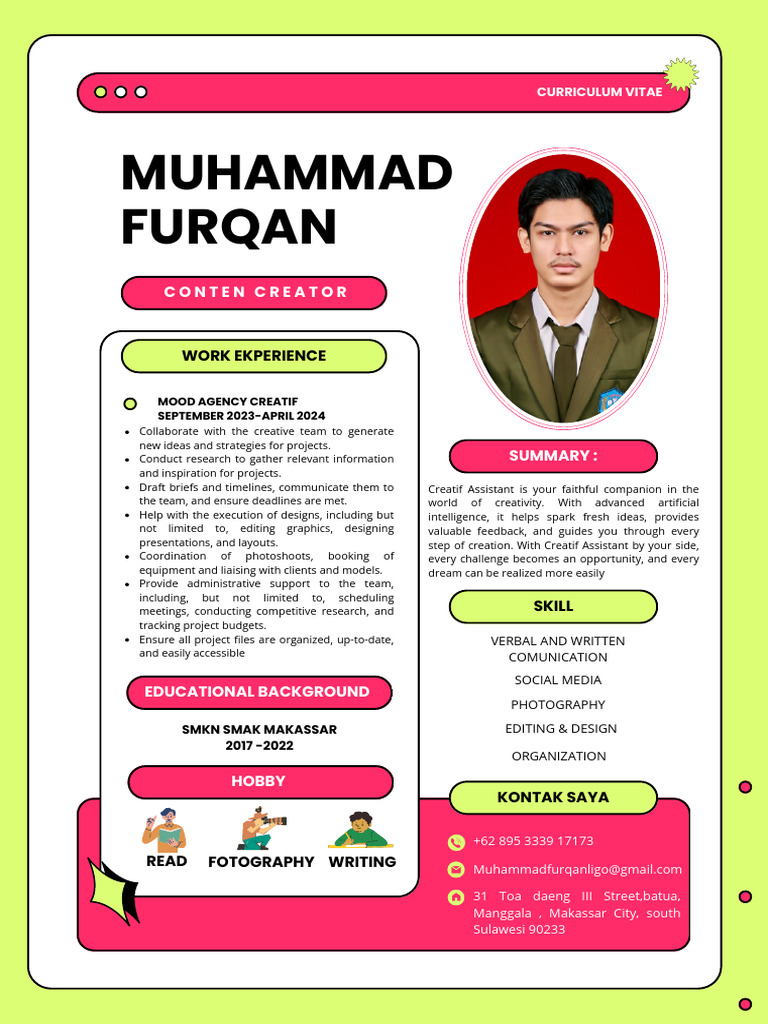 Content Creator CV - Muhammad Furqan | PDF
