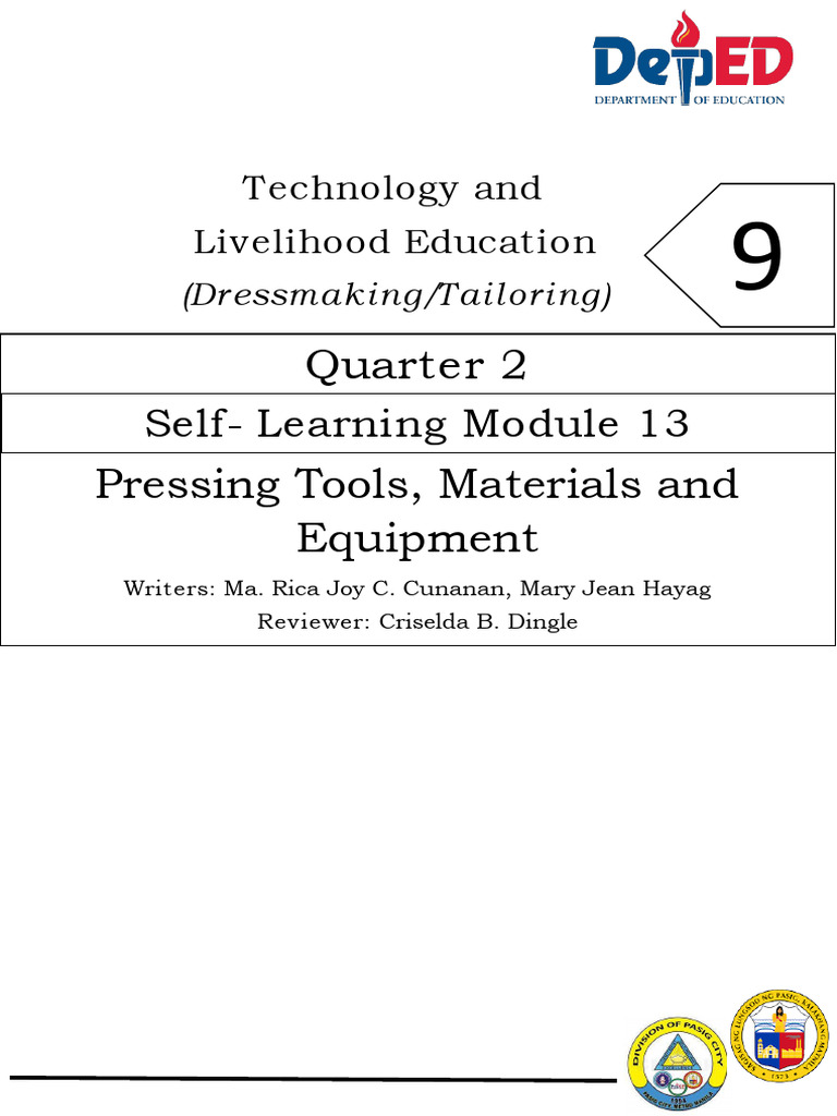 Tle Dressmaking9 Q2 M13 | PDF | Seam (Sewing) | Sewing