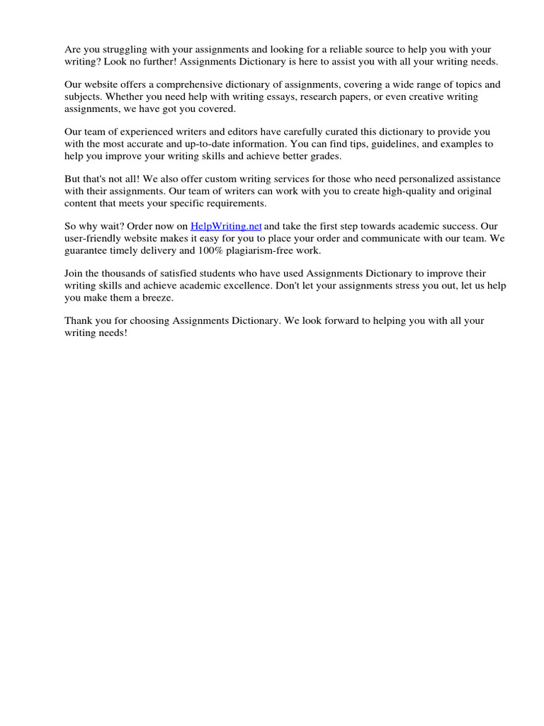 Assignments Dictionary - Your One-Stop Resource For All Your Writing Needs | PDF | Cuneiform ...