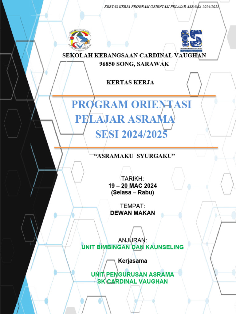 Kertas Kerja Orientasi Asrama SK CVS 2024 | PDF