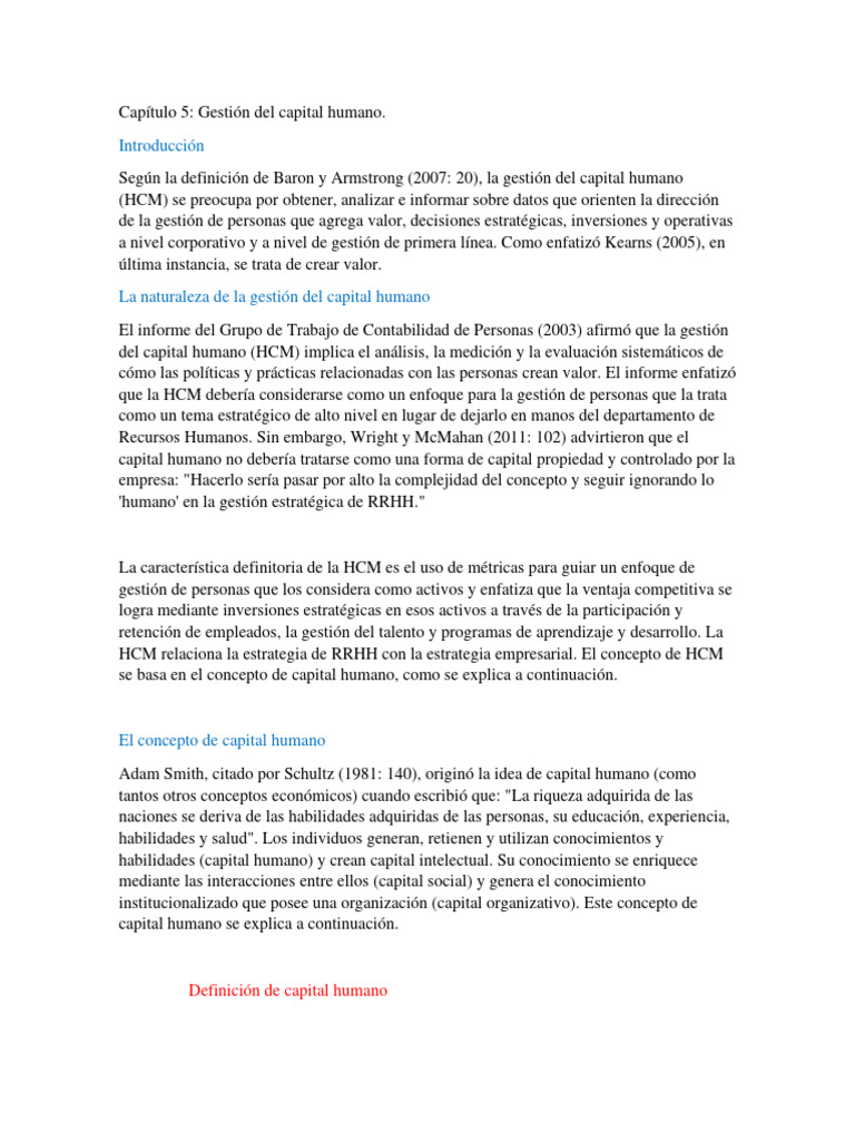 Gestión Estratégica del Capital Humano | PDF | Conocimiento ...