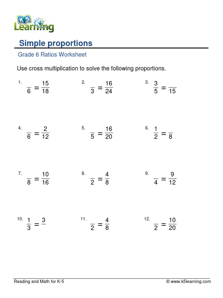 Simple Proportions Worksheet 1 | PDF