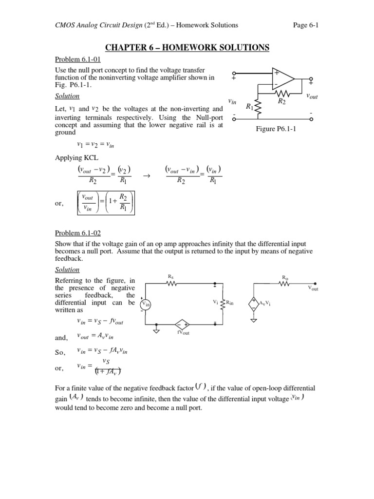 Chap 06 HMWK Sol | PDF | Operational Amplifier | Amplifier