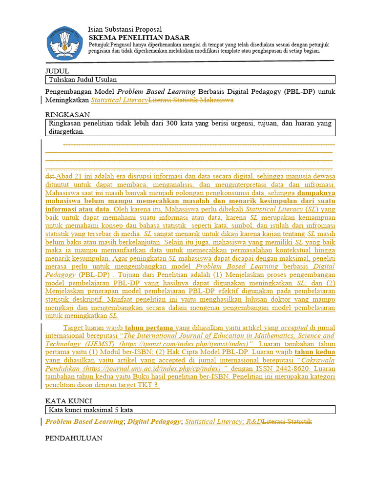Isian Substansi Proposal Skema Dasar | PDF | Seni