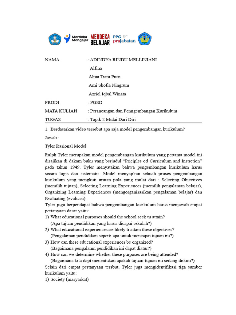 Model Pengembangan Kurikulum PGSD | PDF | Karier & Perkembangan ...