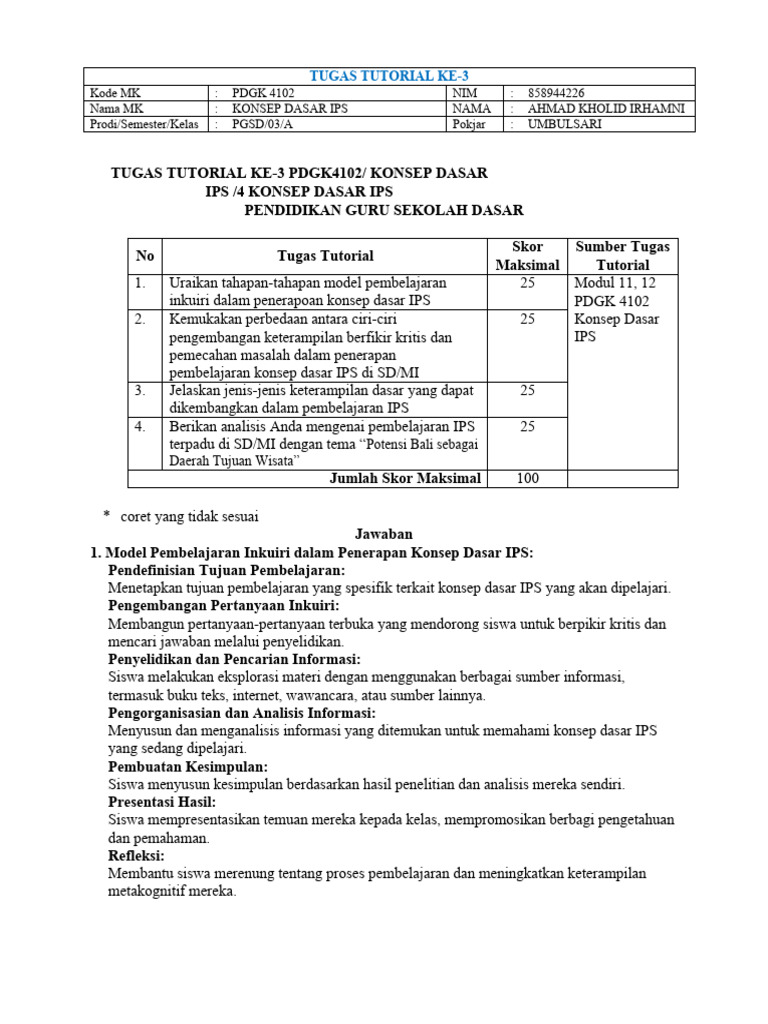 Tugas Tutorial Ke 3 | PDF