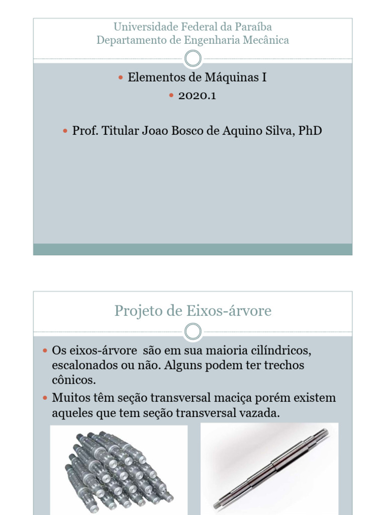 Aulas Unidade II Eixos-Arvore | PDF | Estresse (Mecânica) | Engrenagem