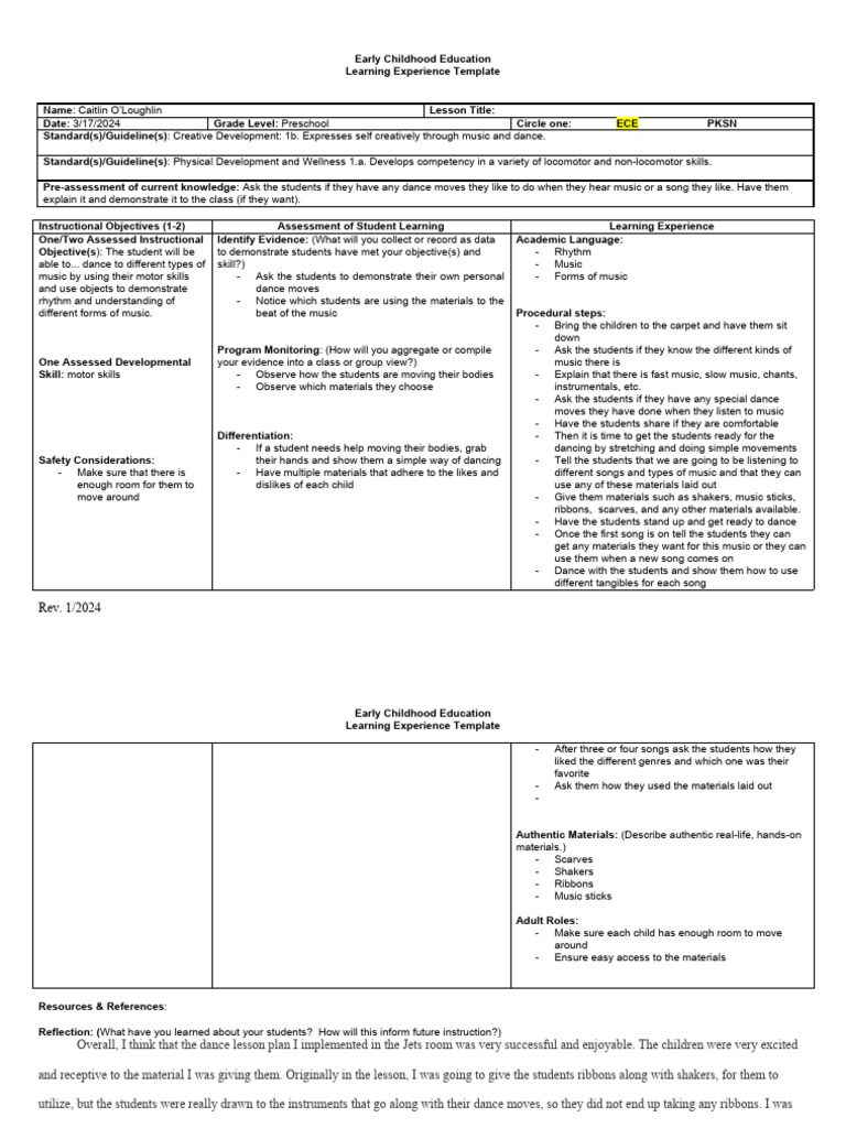 Ece Lesson Plan Template 3 | PDF | Cognition