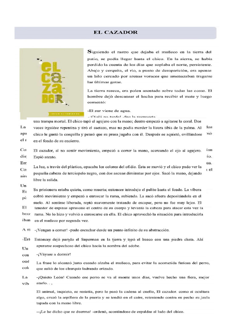 Lectura Comprensiva El Cazador | PDF