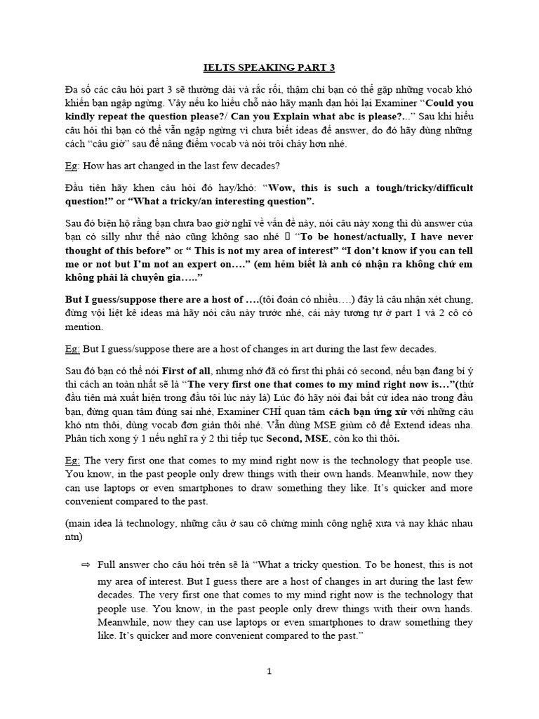 Ielts Speaking Part 3 4 | PDF