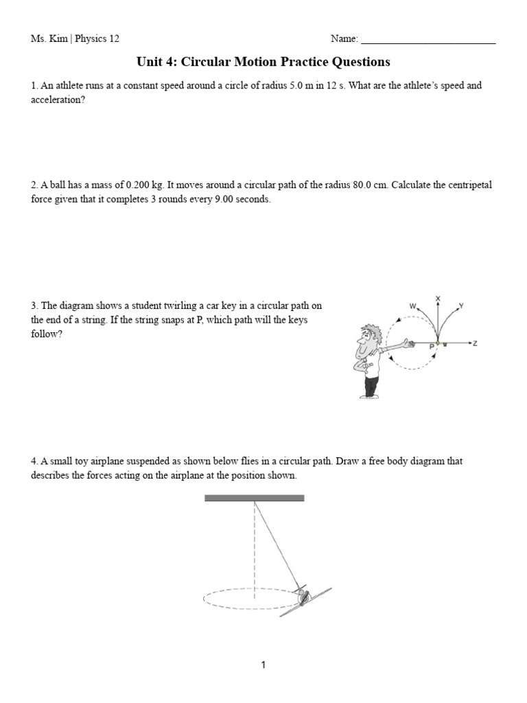 4. Circular Motion Practice | PDF | Force | Applied And ...