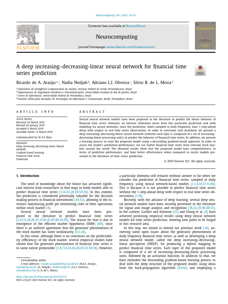 A Deep Increasing Decreasing Linear Neural Network For Financial Time Series Prediction Pdf