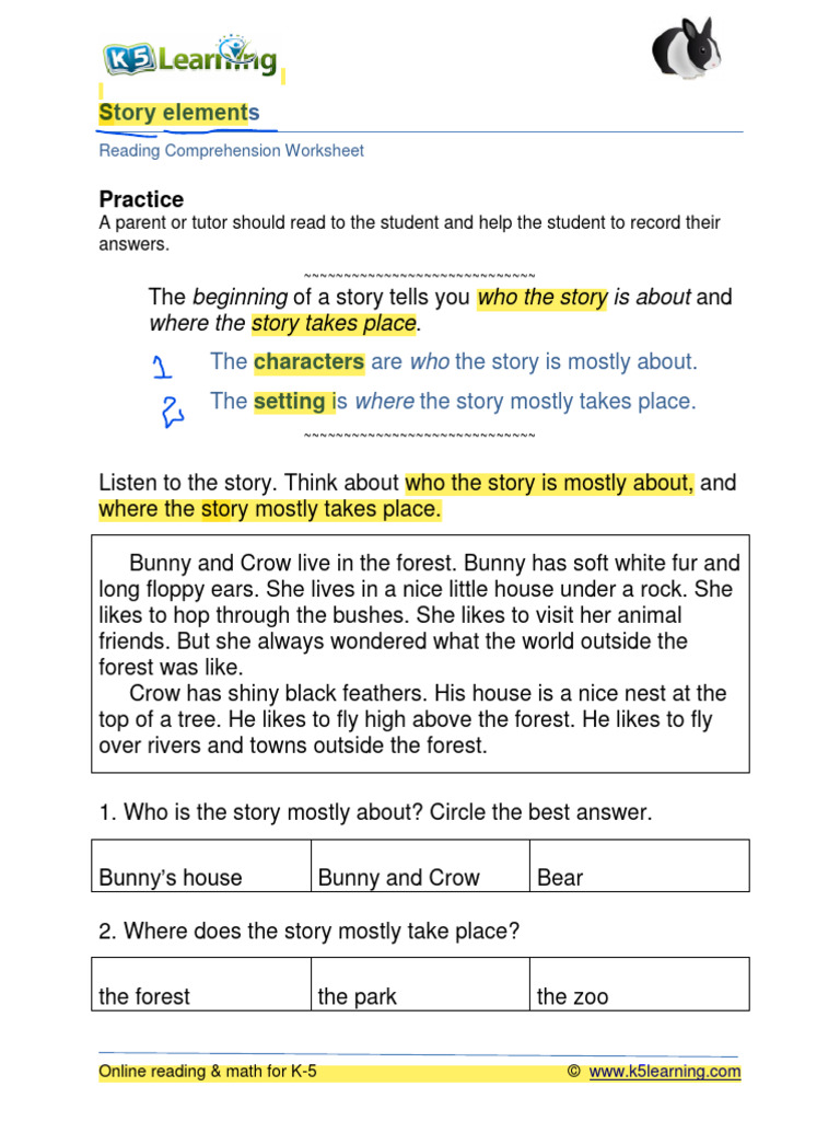 Grade 1 Story Elements A | PDF