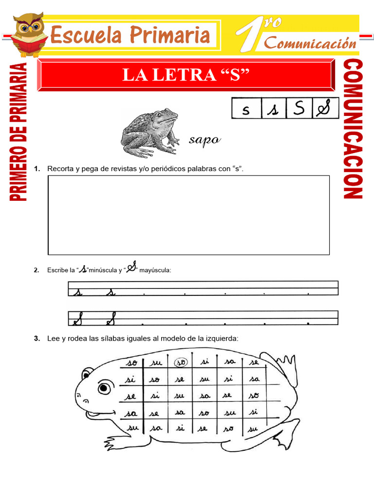 La Letra S para Primero de Primaria | PDF