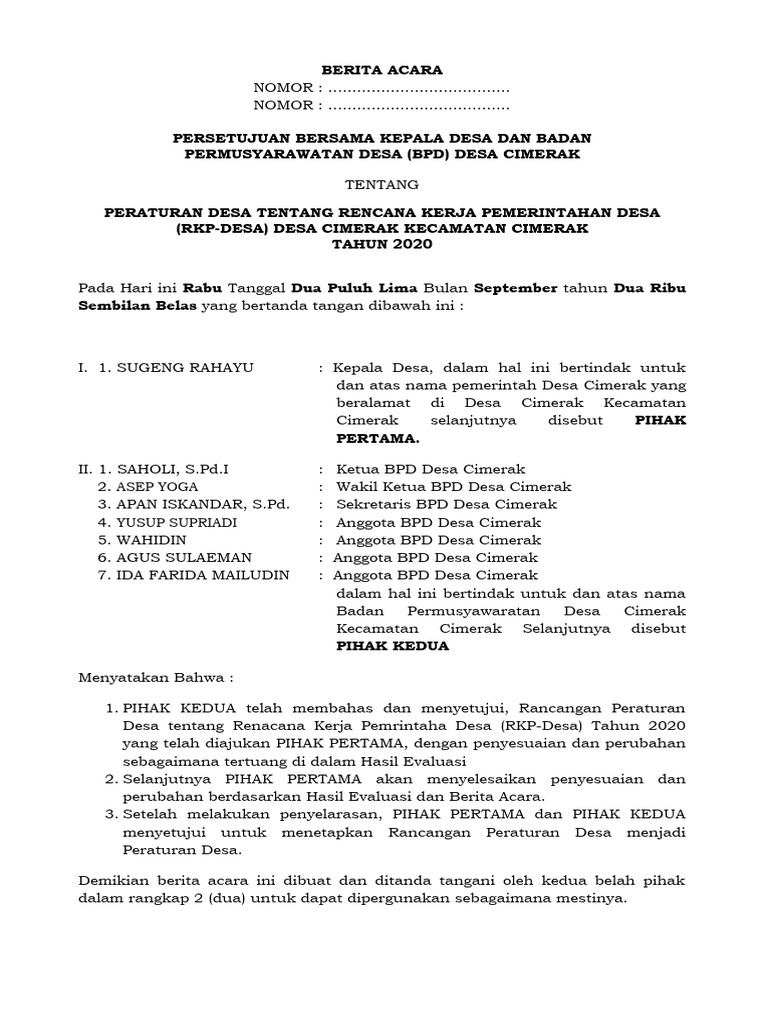 Berita Acara BPD | PDF