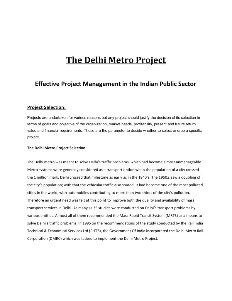 The Delhi Metro Project | Download Free PDF | Rail Infrastructure ...