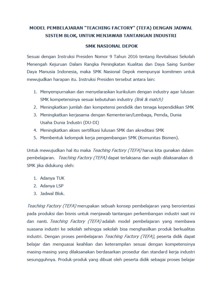 Model Pembelajaran Tefa Tkro | PDF