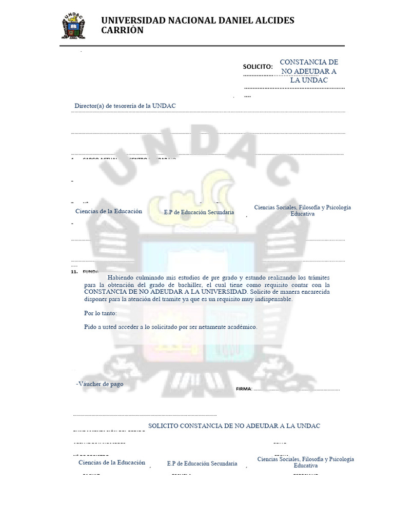 Solicito Constancia de No Adeudar | PDF