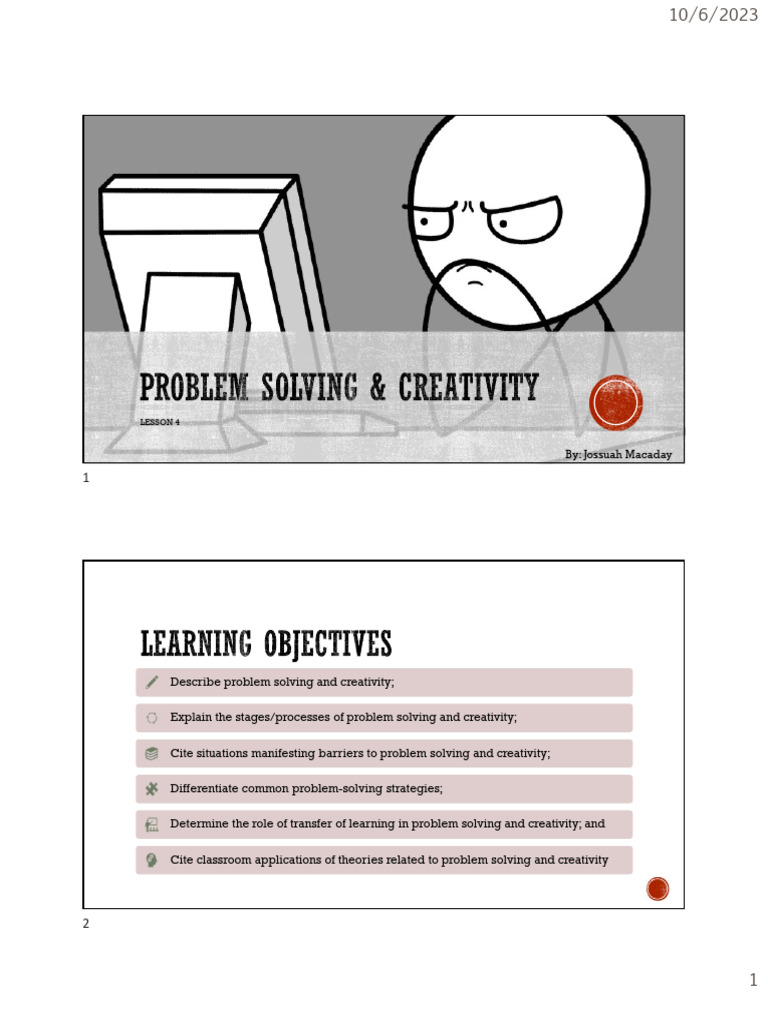Problem Solving & Creativity Guide | PDF | Creativity | Learning