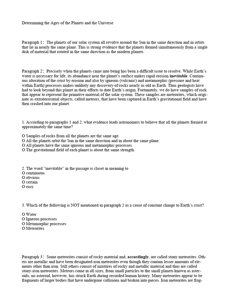 Determining The Ages of The Planets and The Universe | PDF | Earth ...