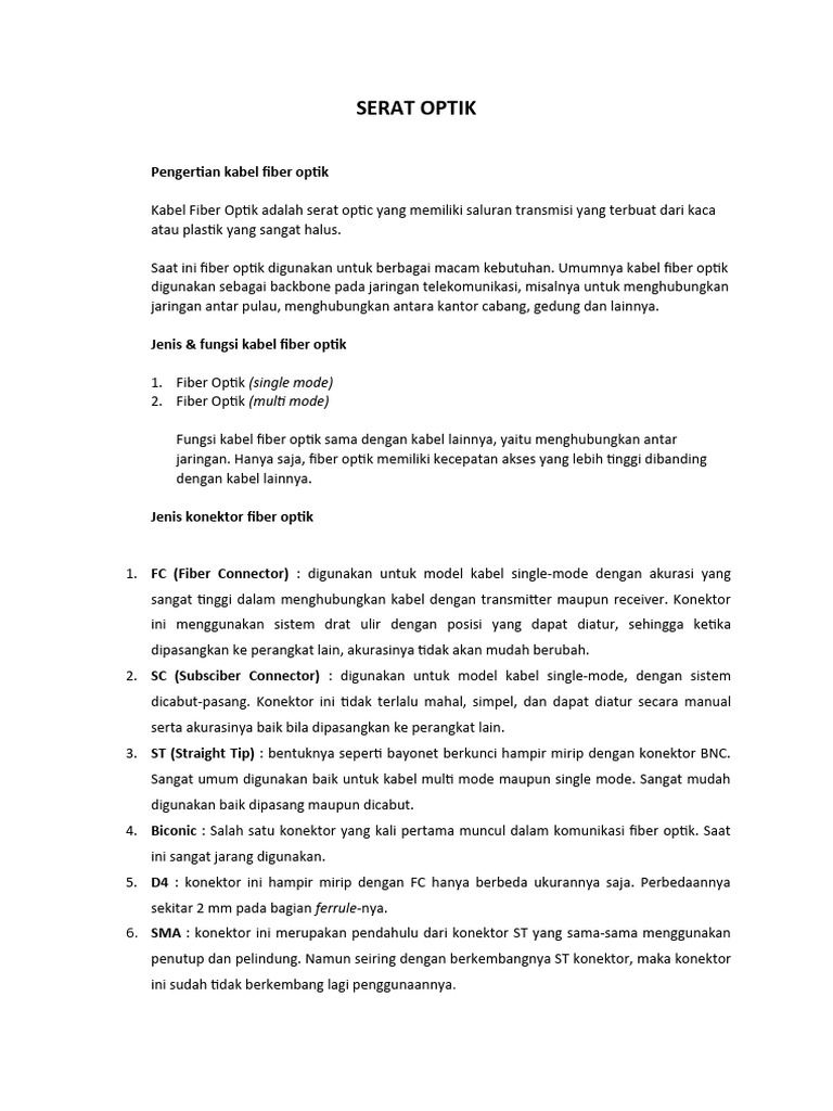 Pengertian Serat Optik | PDF Pengertian Serat Optik | PDF