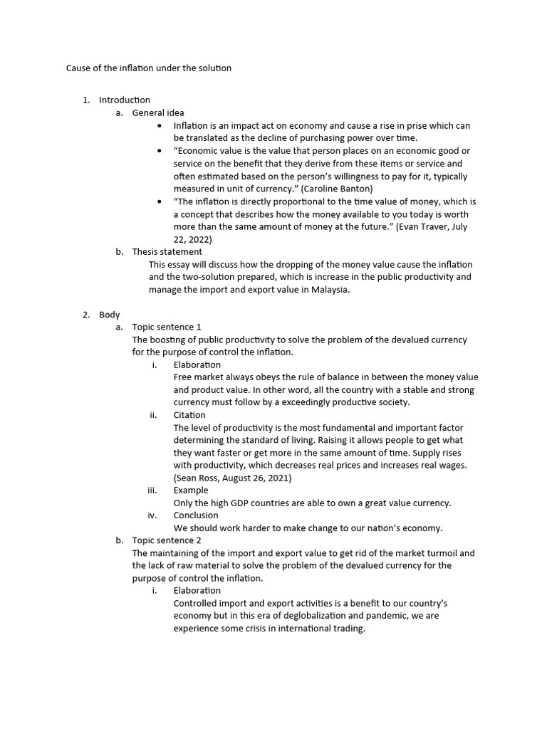 Cause of The Inflation Under The Solution | PDF | Inflation | Money