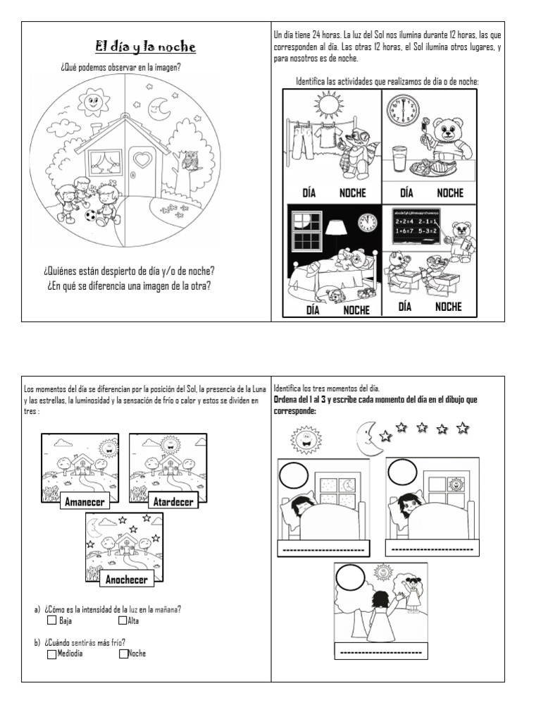 Día y Noche: Actividades y Ciclos | PDF | Noche | Luna