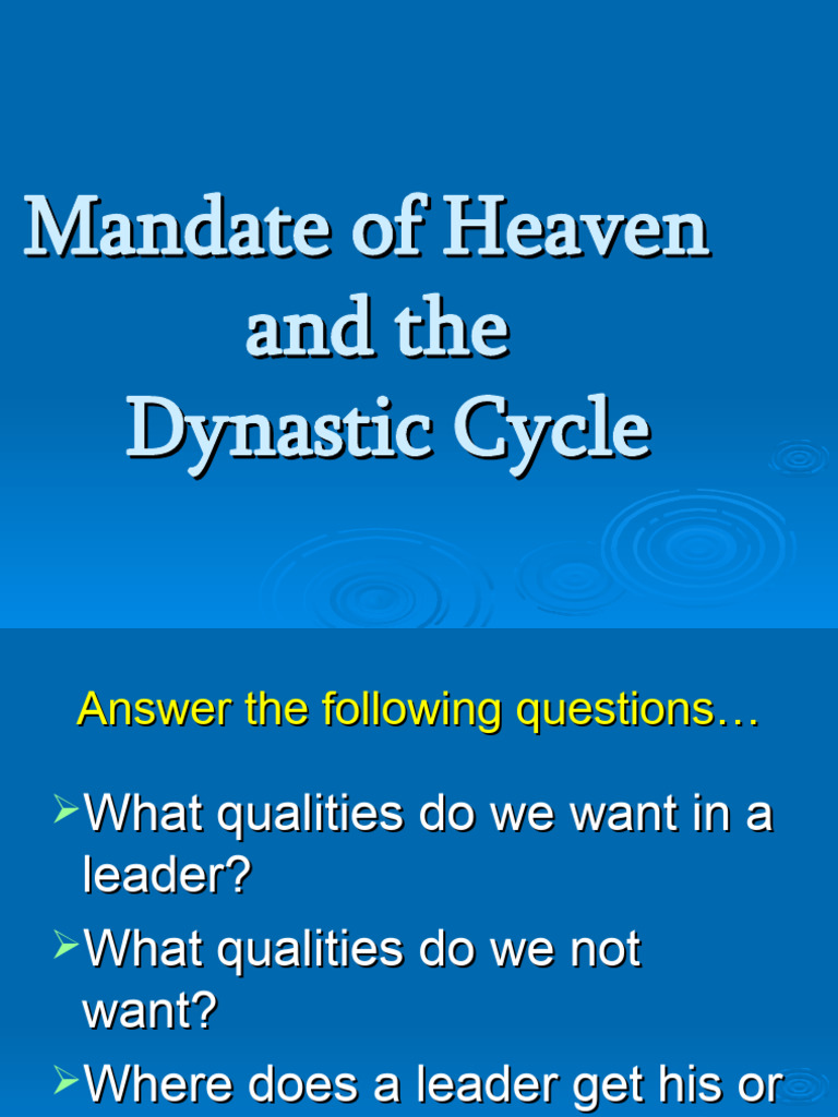 Mandate of Heaven and Dynastic Cycle | PDF | Confucianism | Chinese ...