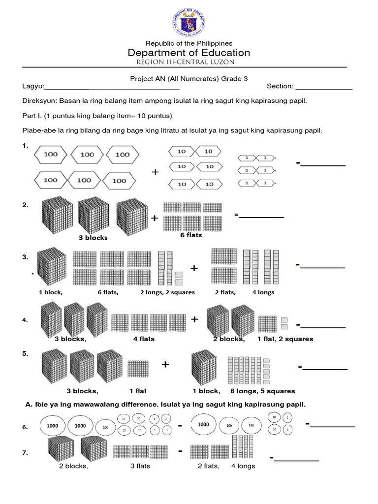 Grade 3 Project An Assessment Tool (Post Test-Kapampangan) | PDF