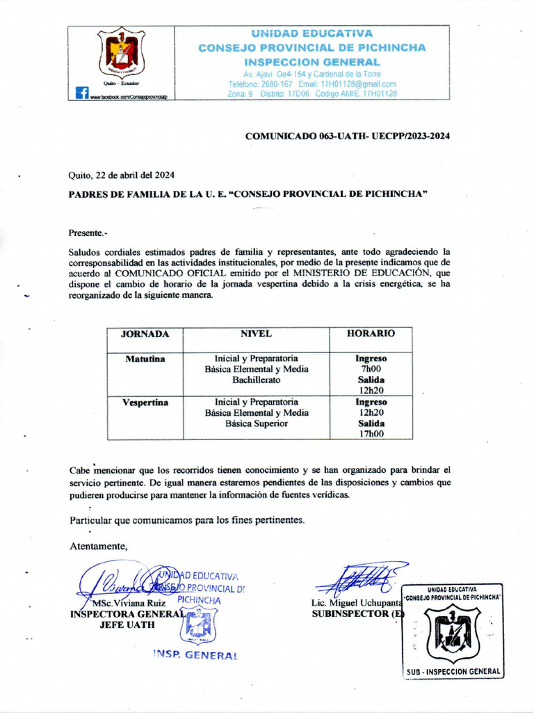 Comunicado 063 | PDF