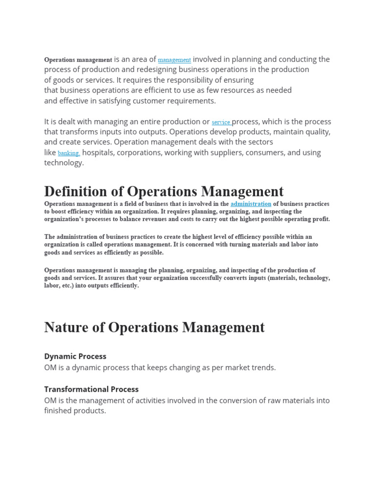 Operations Management | Download Free PDF | Operations Management | Supply Chain
