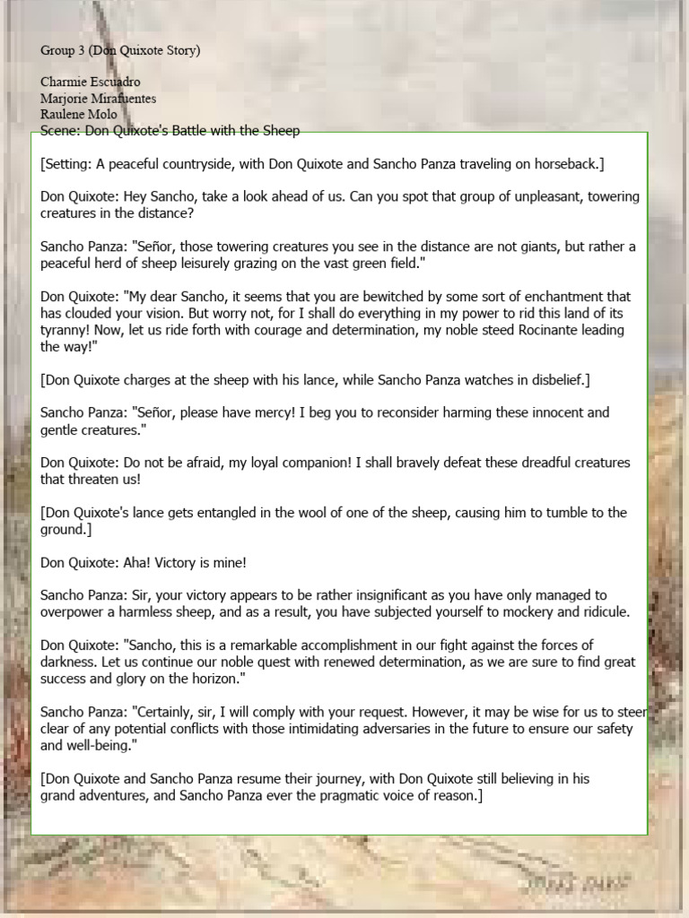 Group Activity - Group 3 (Don Quixote Story) | PDF | Young Adult