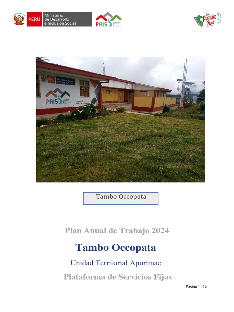 Tambo Occopata - Plan Anual de Trabajo Tambo 2024 | PDF | Calidad (comercial) | Sistema de ...