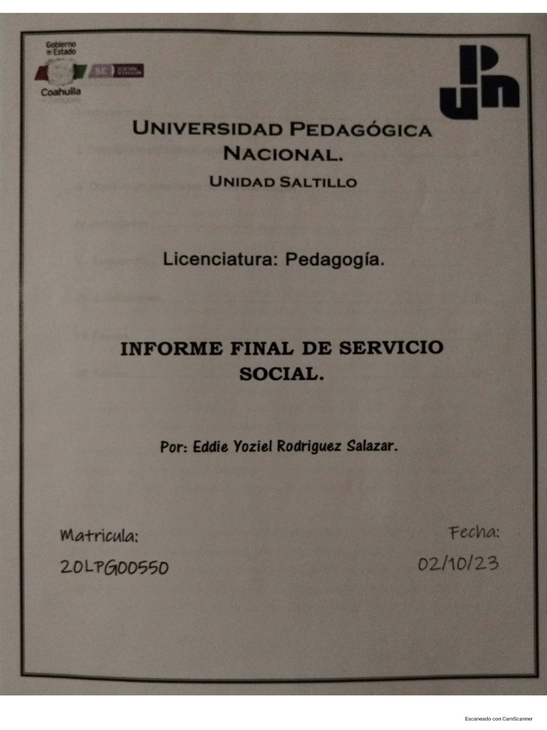 Proyecto Final de Servicio Social | PDF Proyecto Final de Servicio Social | PDF