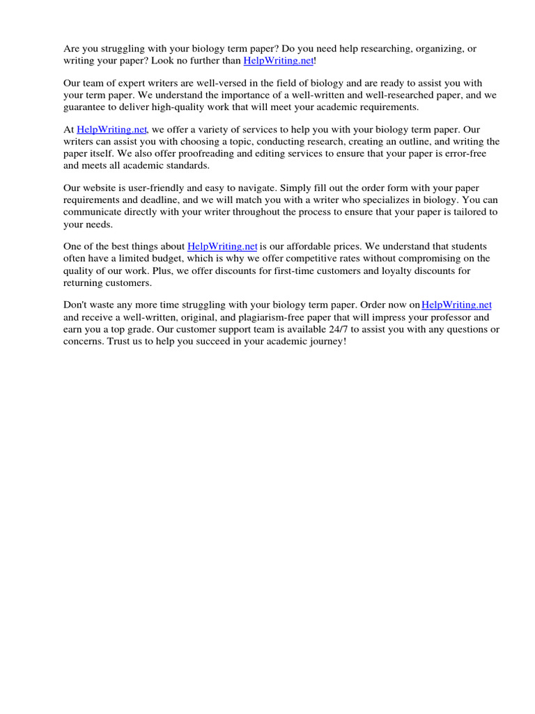 Order Your Biology Term Paper On | PDF | Career & Growth | Business