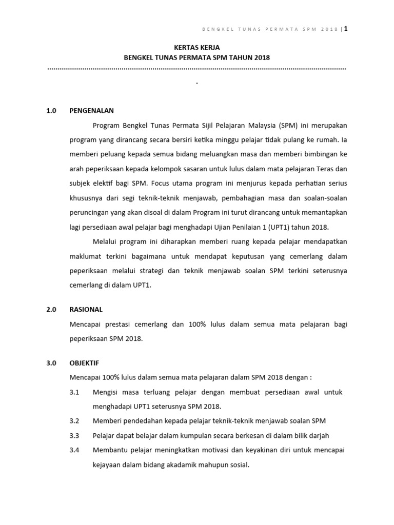 Kertas Kerja Tunas Permata | PDF